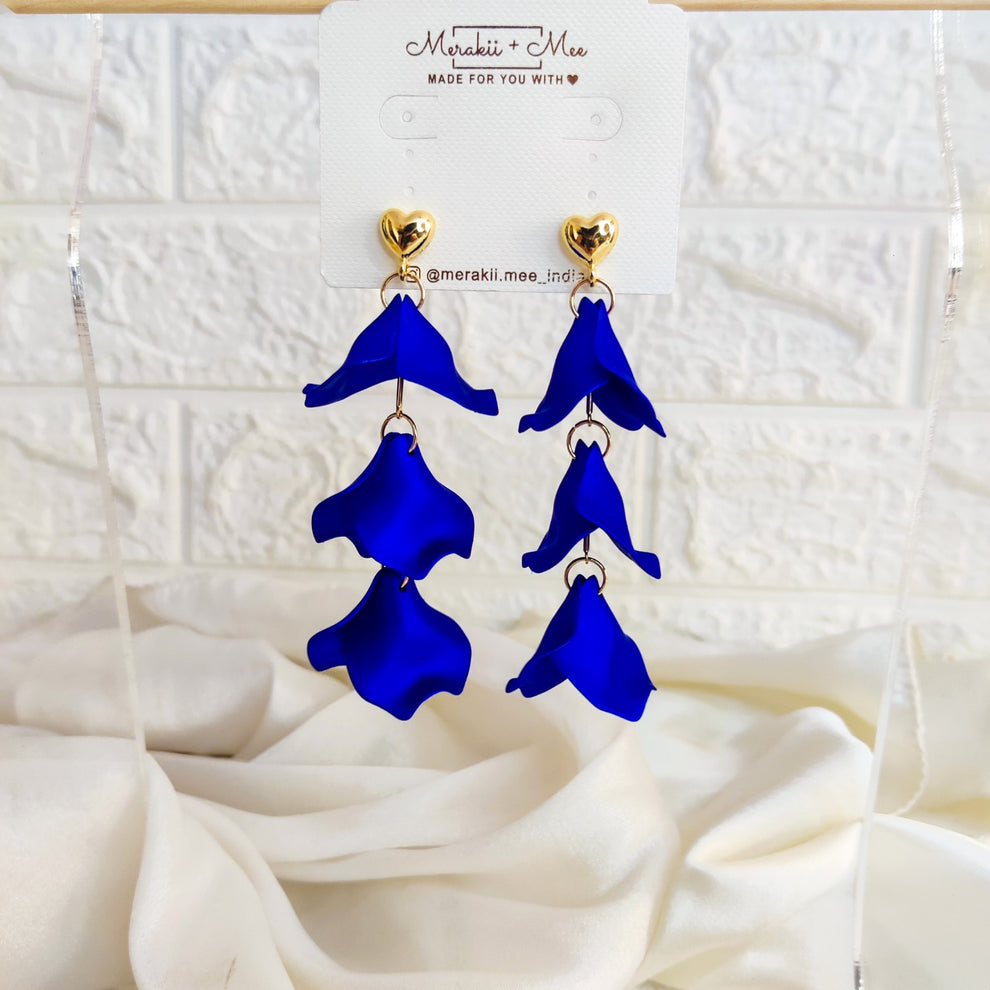 Royal Blue Flower Petal Earring – Merakii Mee