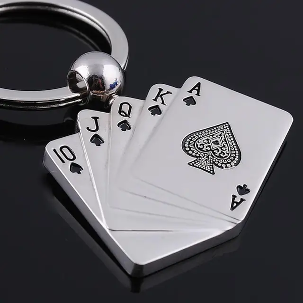 Playing Cards Stack Metal Keychain | Elegant Poker Deck Keyring ...