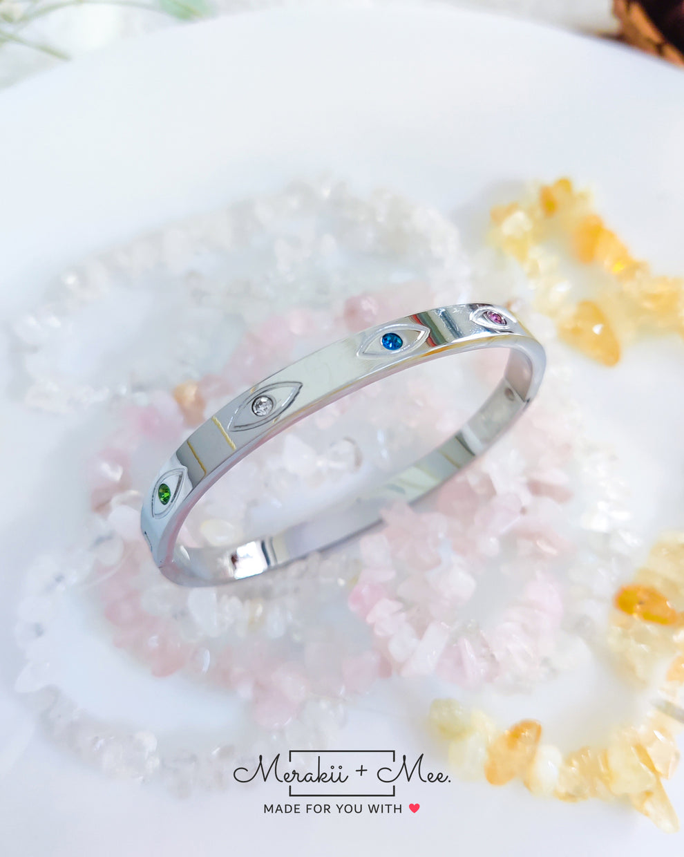 Silver Evil Eye Kada – Merakii Mee